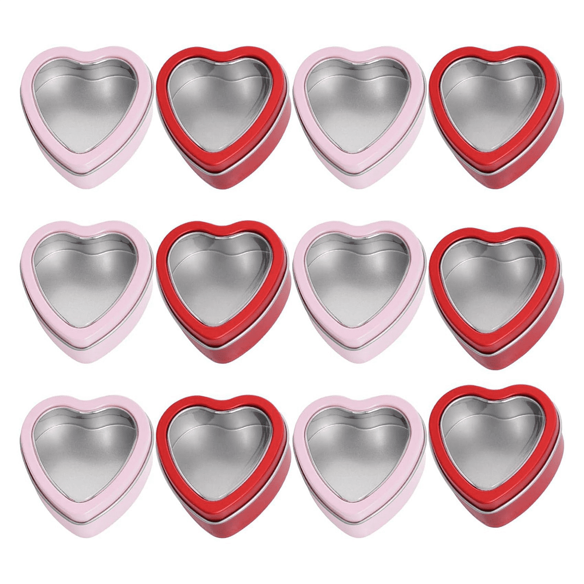 12Pack Heart Shaped Metal Tins with Lid Valentine's Day Candle Tins for ...
