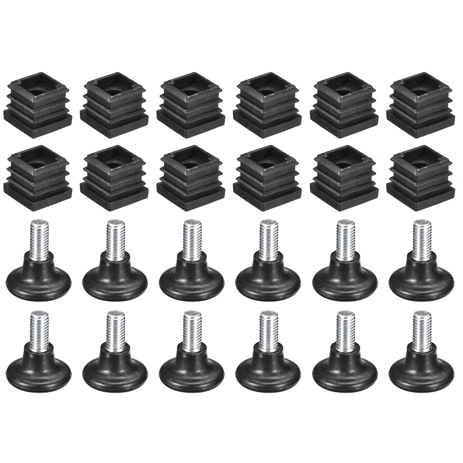 12Pack Inserts for Square Tubes with Leveling Feet, for 0.79"x0.79" OD ...
