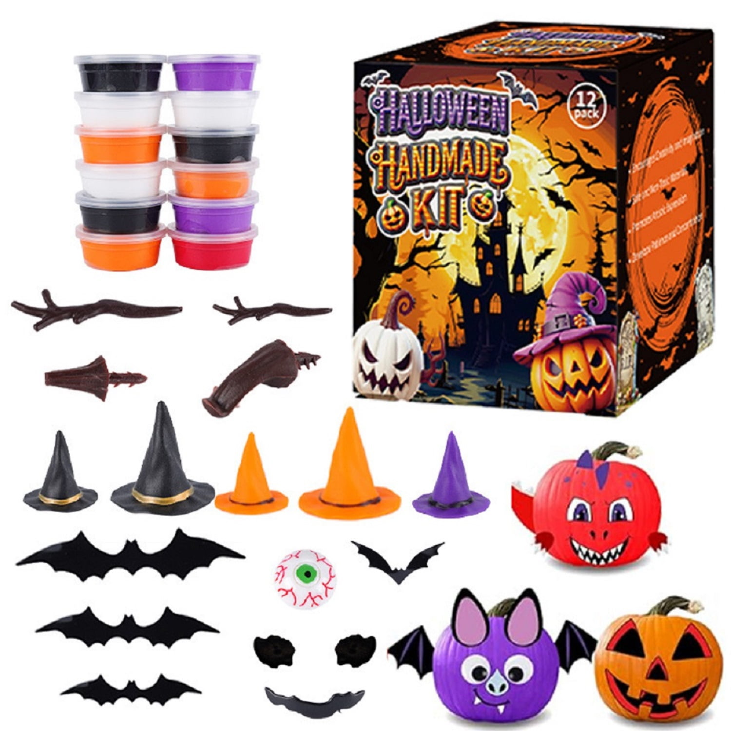 12Pack Jack-O-Lantern Craft Kit,Halloween Craft DIY Kit Build a Pumpkin ...