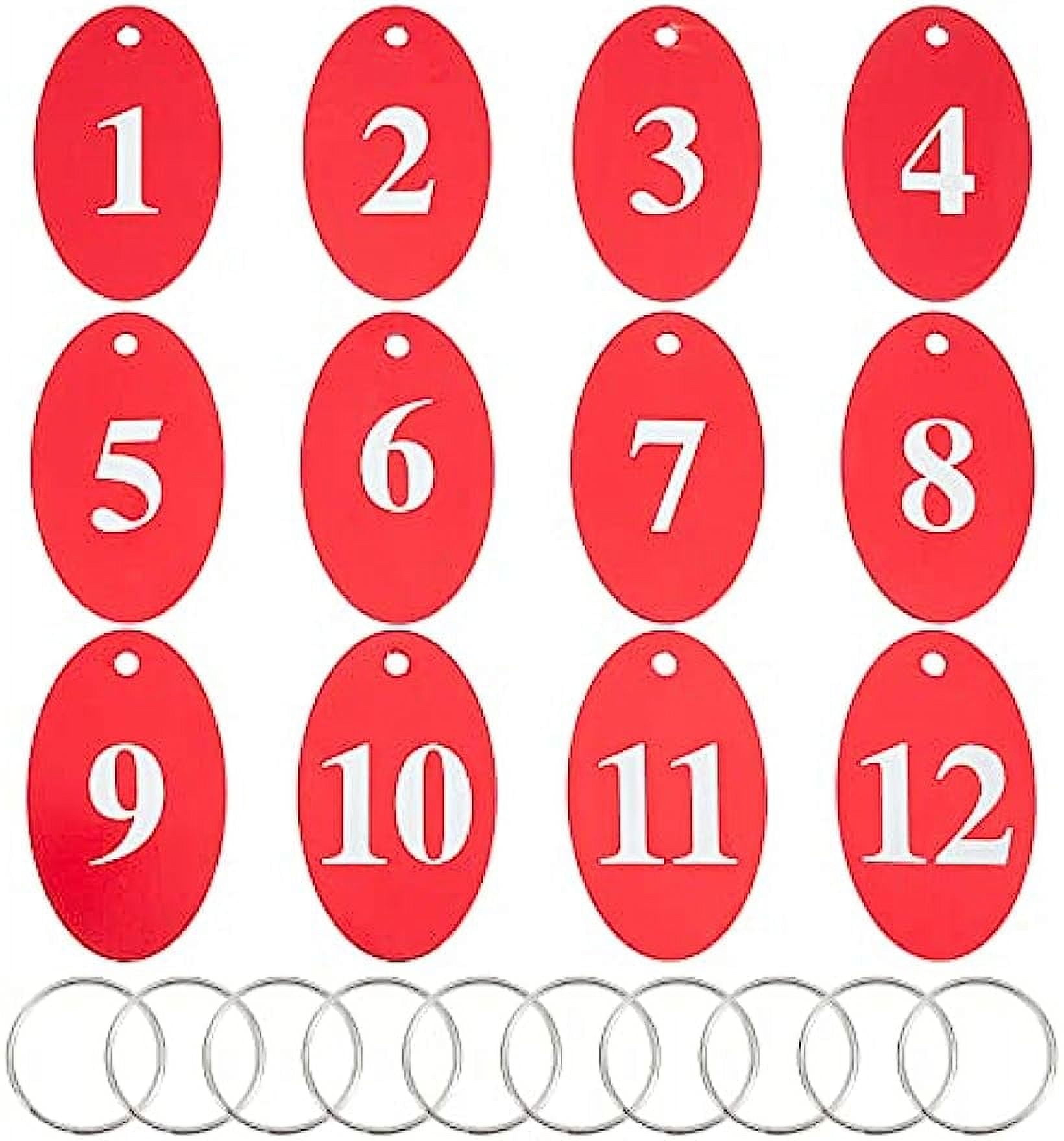 12Pack Key Number Tags 1-12 Aluminum Number Pendants Number Key Chain ...