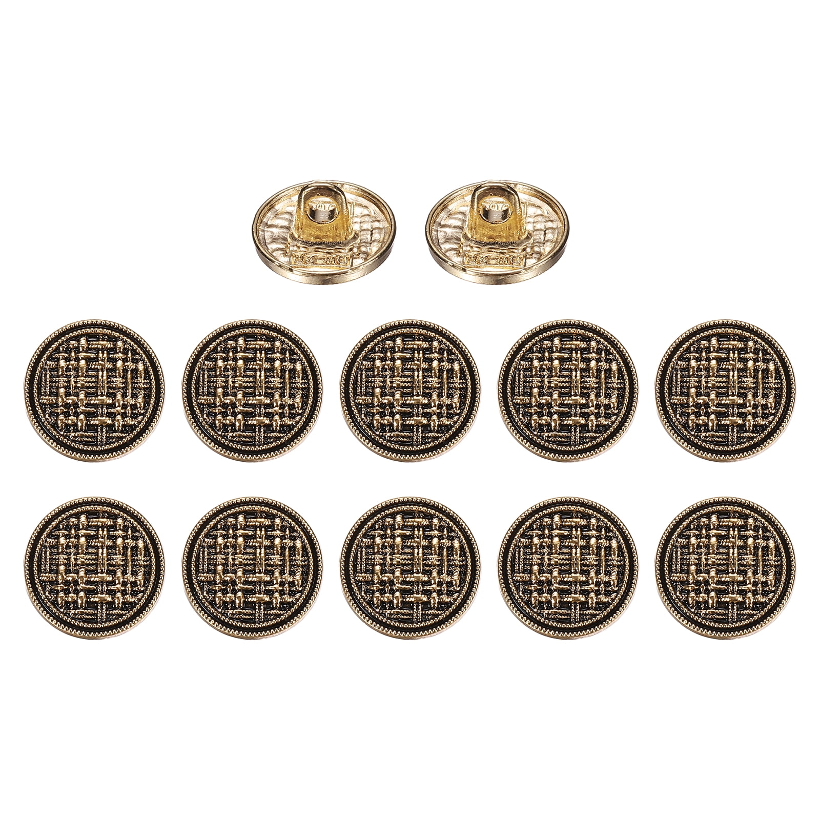 12Pack Metal Shank Buttons, 12mm / 0.47" Retro Round Weave Buttons ...