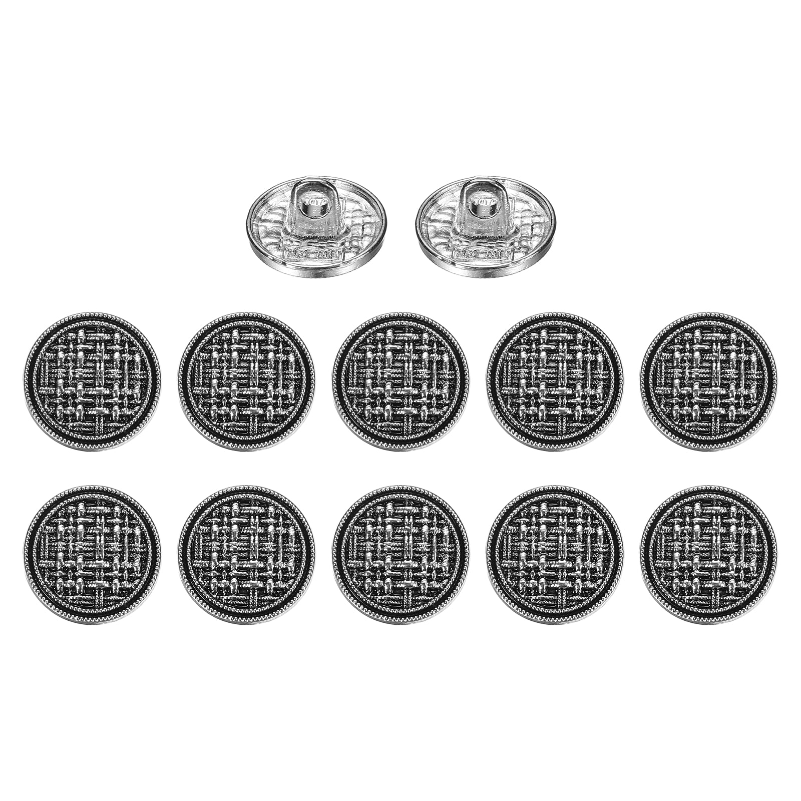12Pack Metal Shank Buttons, 12mm / 0.47" Retro Round Weave Buttons ...