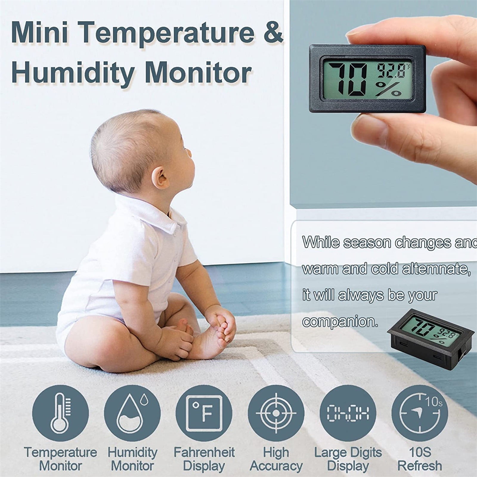 12Pack Mini Small Hygrometer Digital Indoor Humidity Gauge With ...