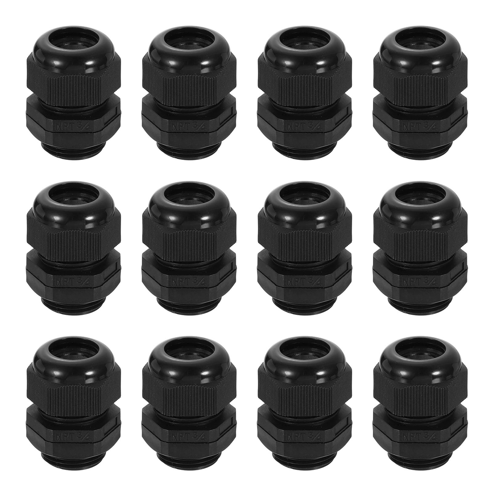 12Pack NPT 3/4" Nylon Cable Glands, Waterproof Adjustable Wire Grommet ...