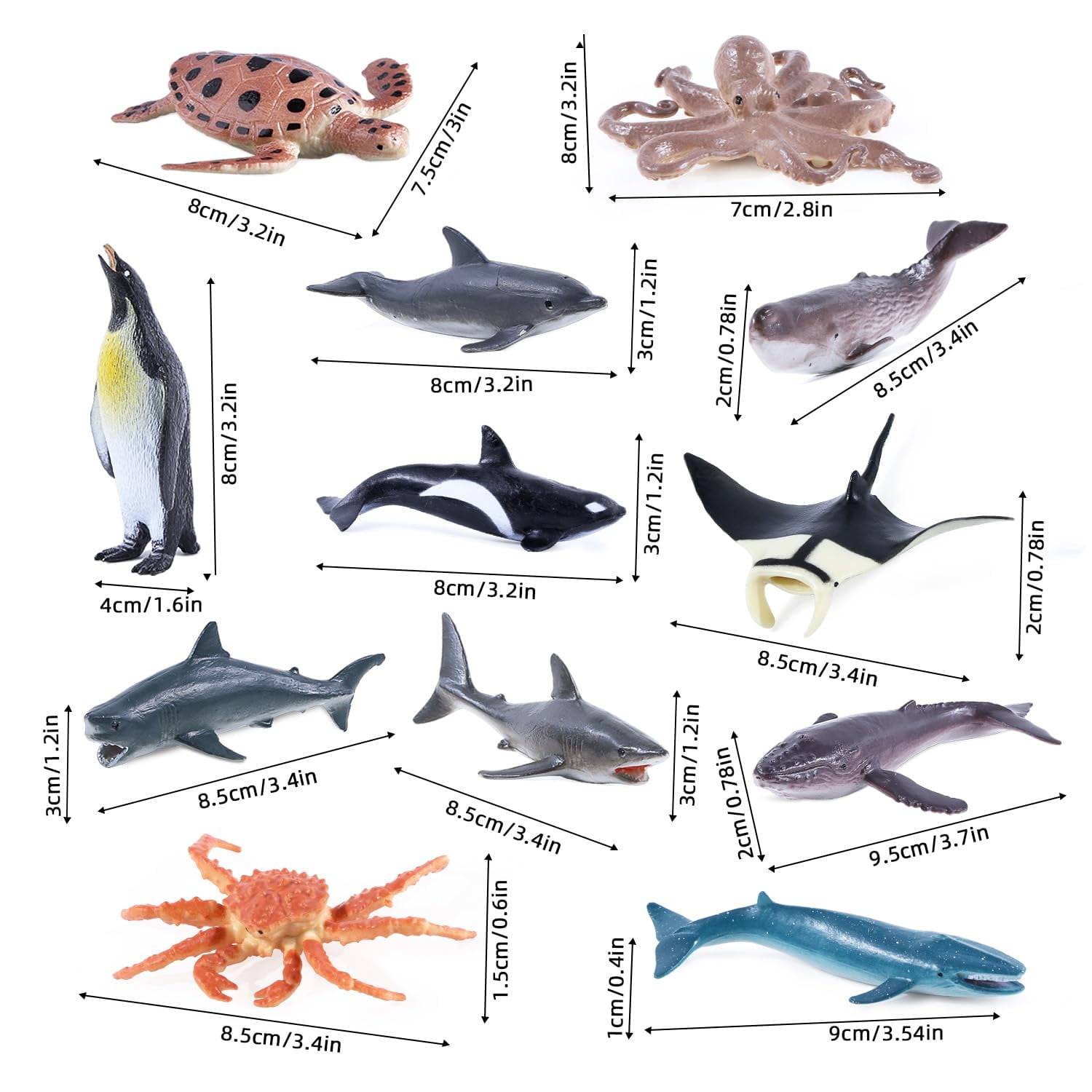 12Pack Sea Animal AJH3 Figures Cake Topper, Assorted Ocean Creature ...