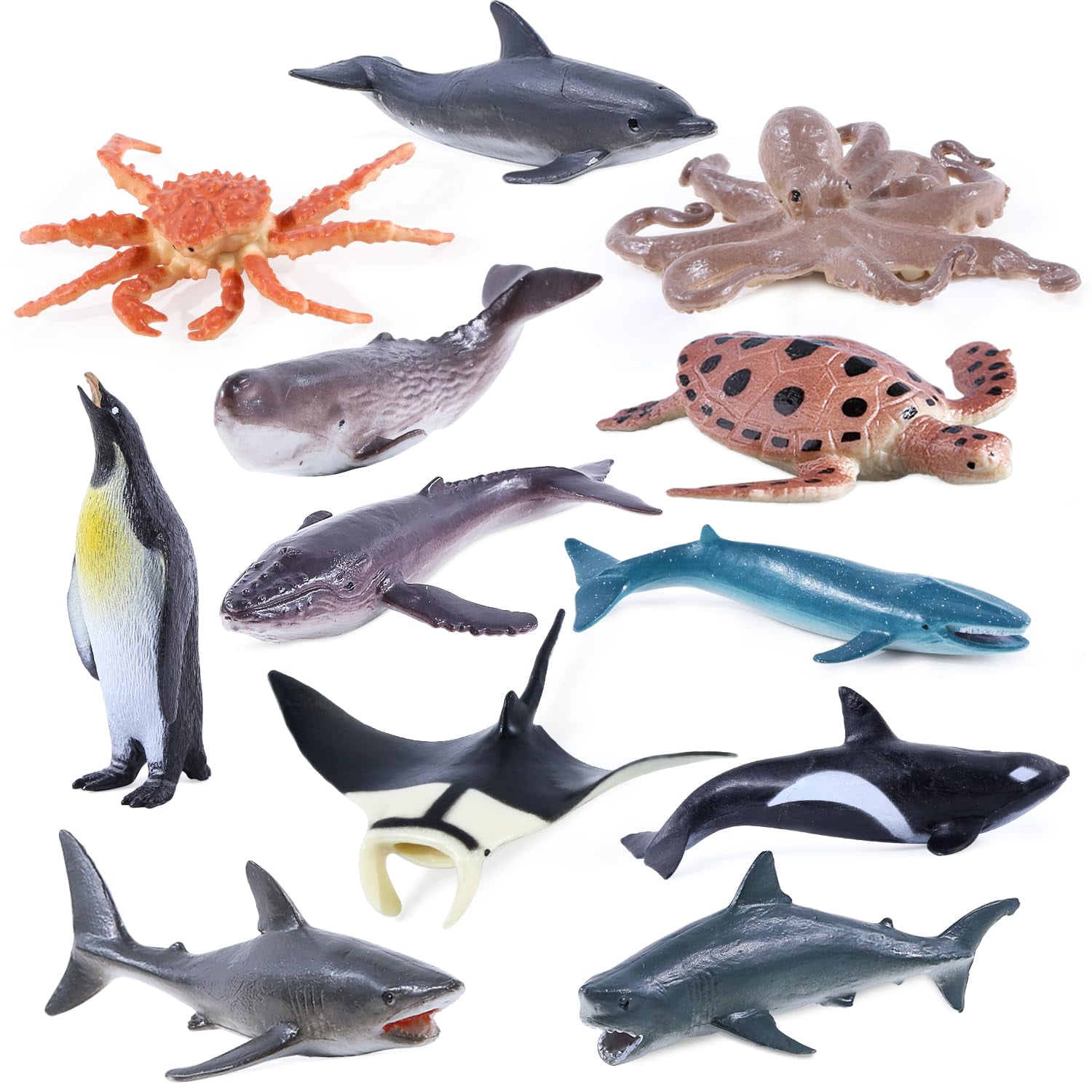12Pack Sea Animal Figures Cake Topper, Assorted H2FSDOcean Creature ...