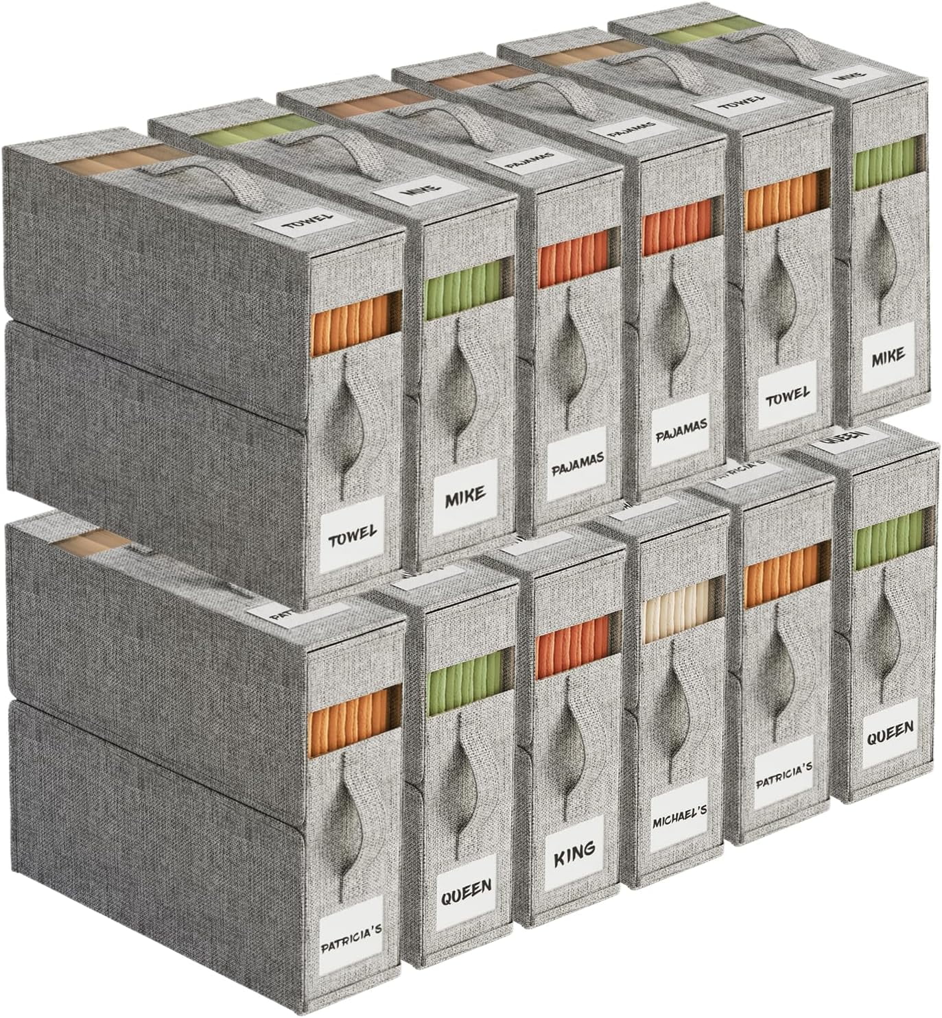 12Pack Sheet Organizers and Storage with Handles – Foldable Linen ...