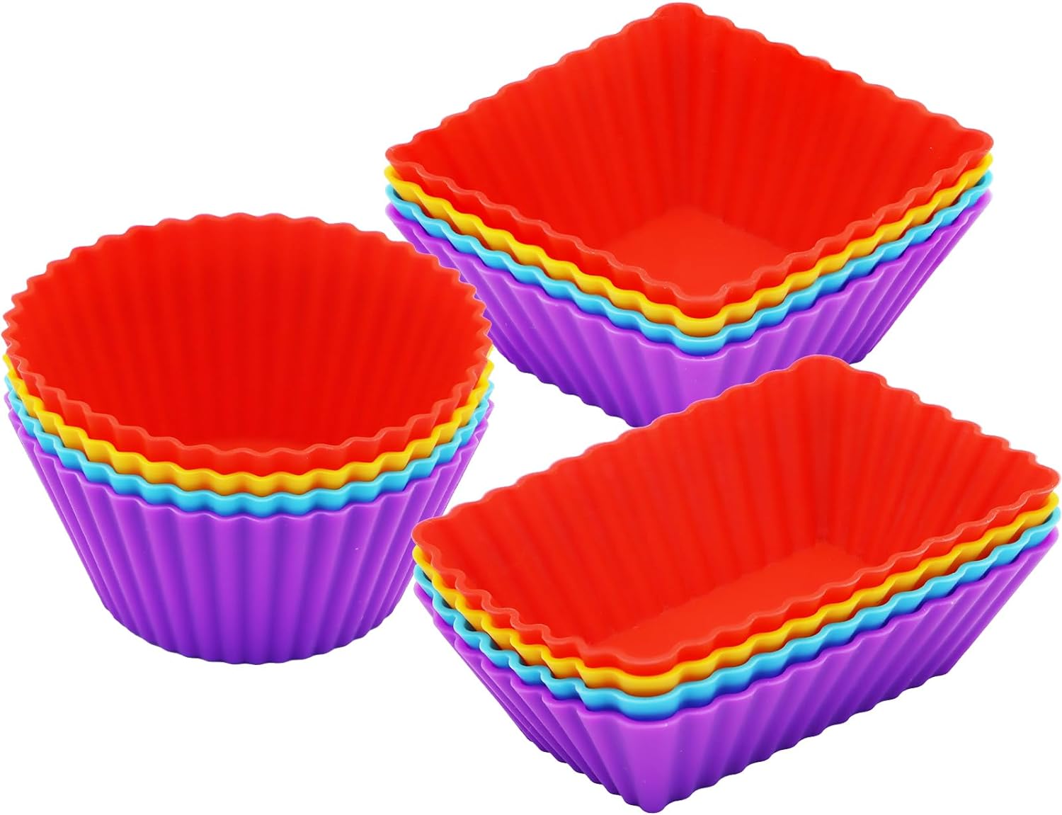 12Pack Silicone Cupcake Liners, Reusable Baking Muffin Cups, Food-Grade ...