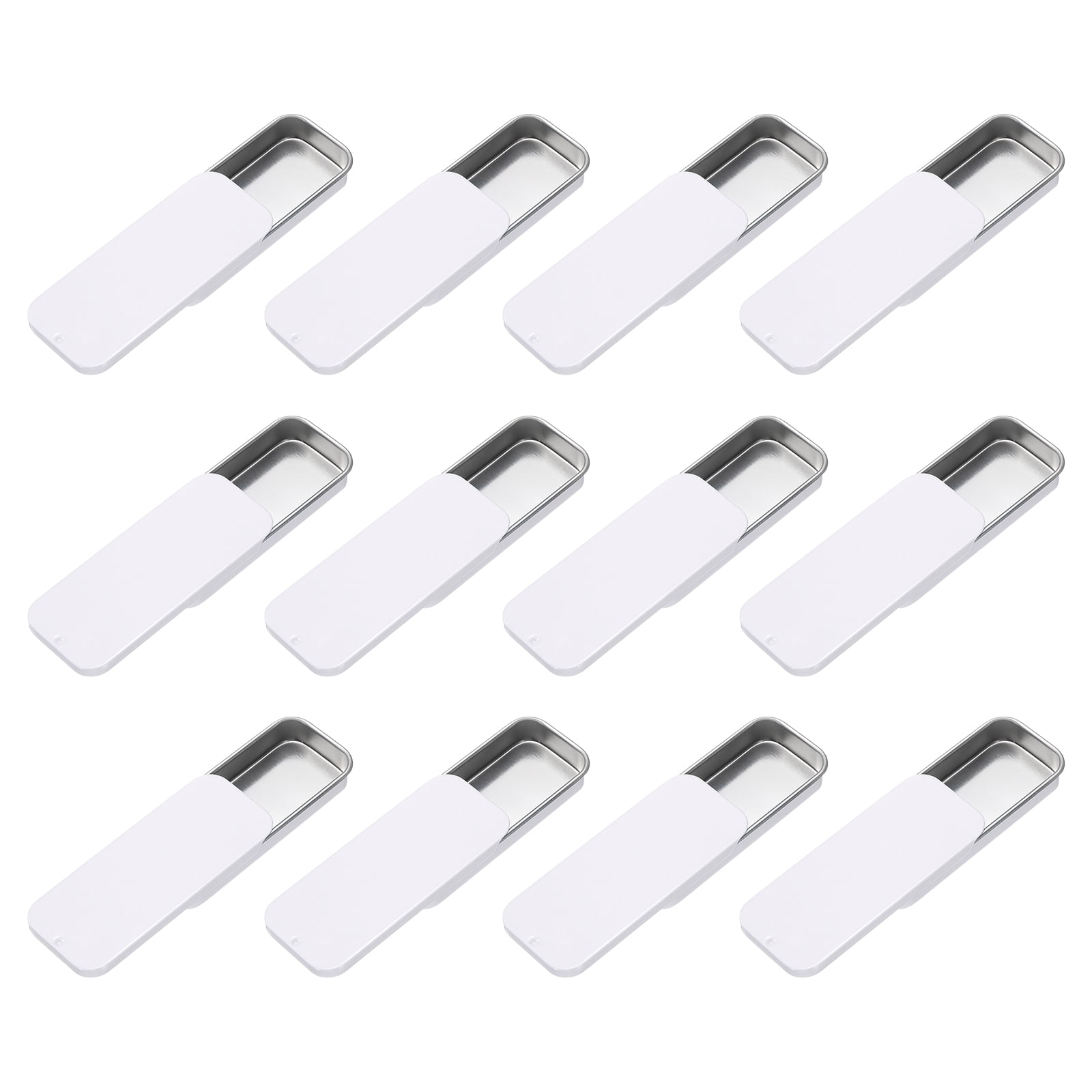 12Pack Slide Top Tin Containers, 3"x1"x0.4" Mini Metal Empty Tins Box ...