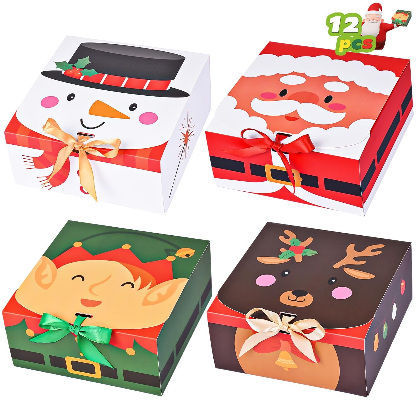 12Pack Small Christmas Gift Boxes with Lids,6.7 * 6.7 * 3.2 Inch ...