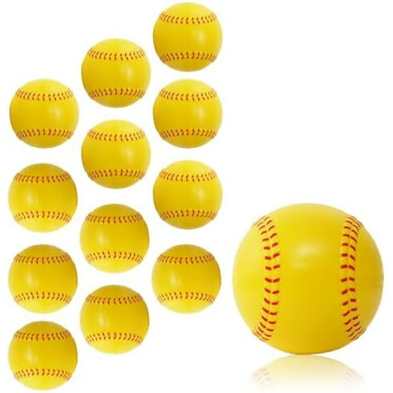 12Pack Softball Training Ball 12 Inch Yellow PU Foam 3.5 oz Lightweight ...