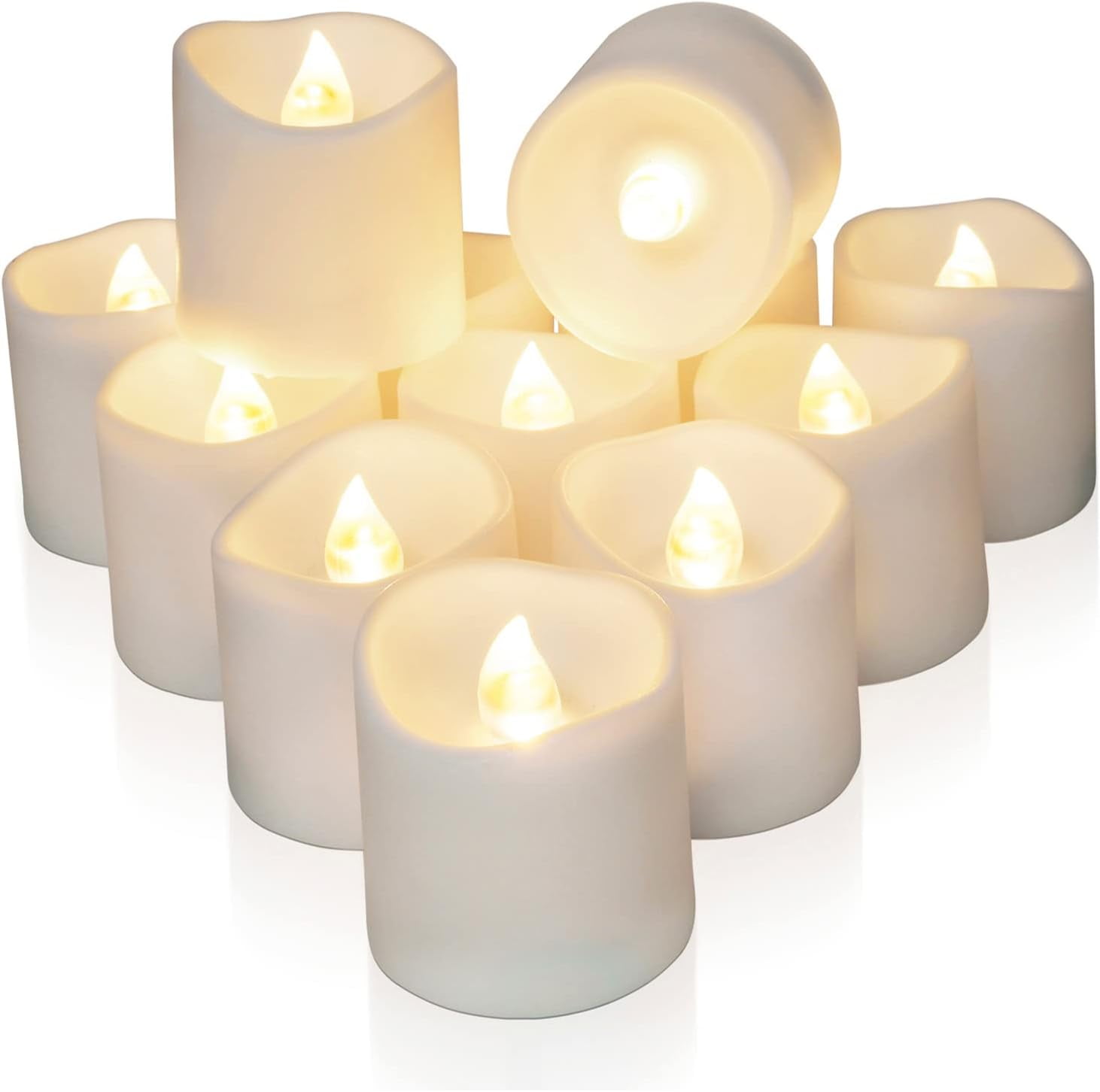 12Pack Timer Flameless LED Votive Candles, Long Lasting Battery ...