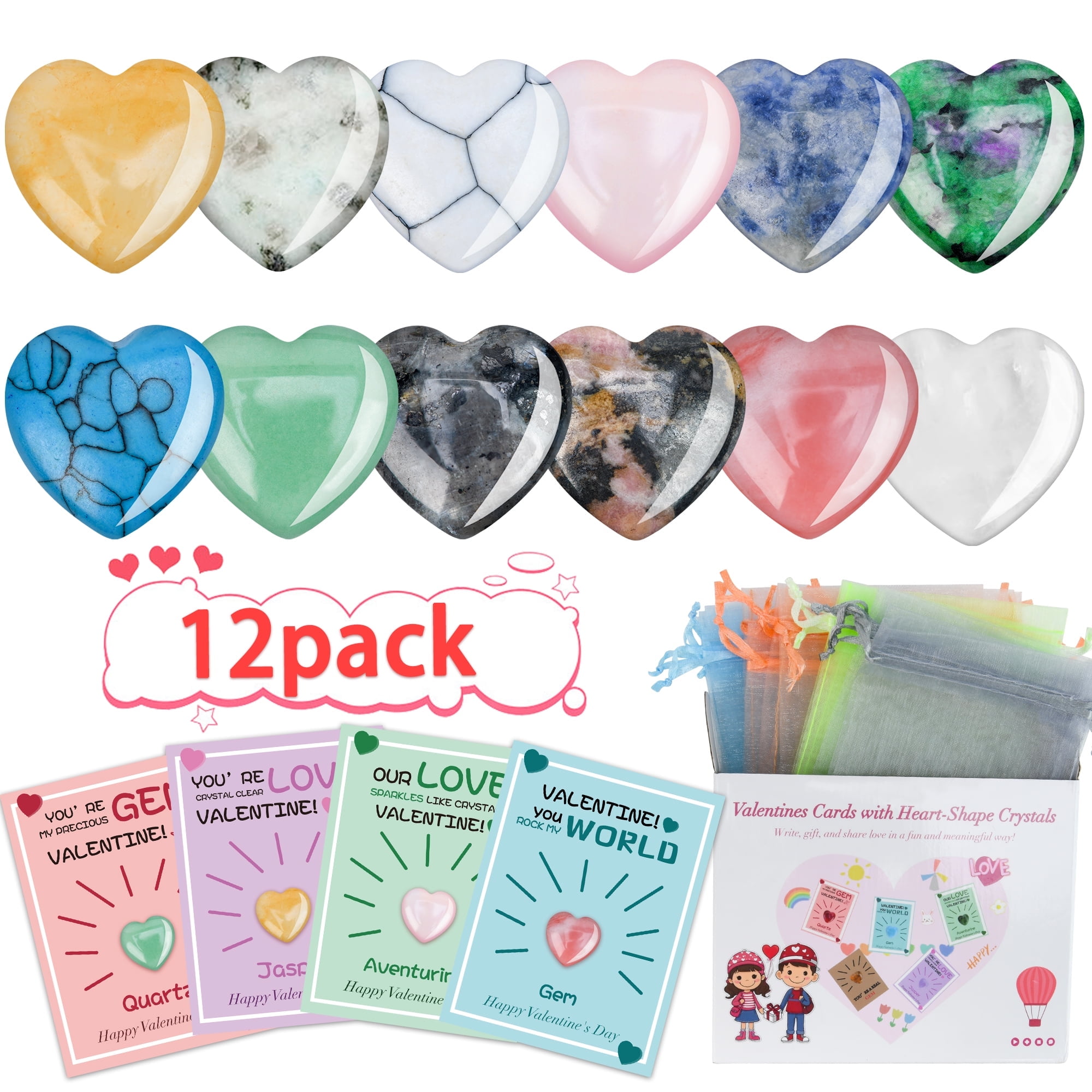 12Pack Valentine Cards, Valentine Cards with Heart, Valentine Cards for ...