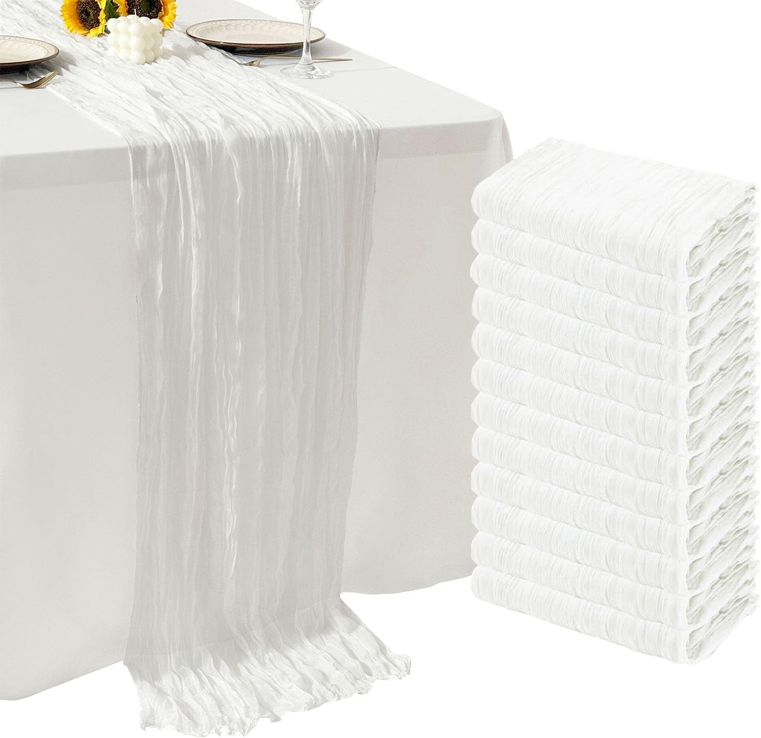 12Pack White Table Runner 10Ft Cheesecloth Table Runner Boho Gauze ...