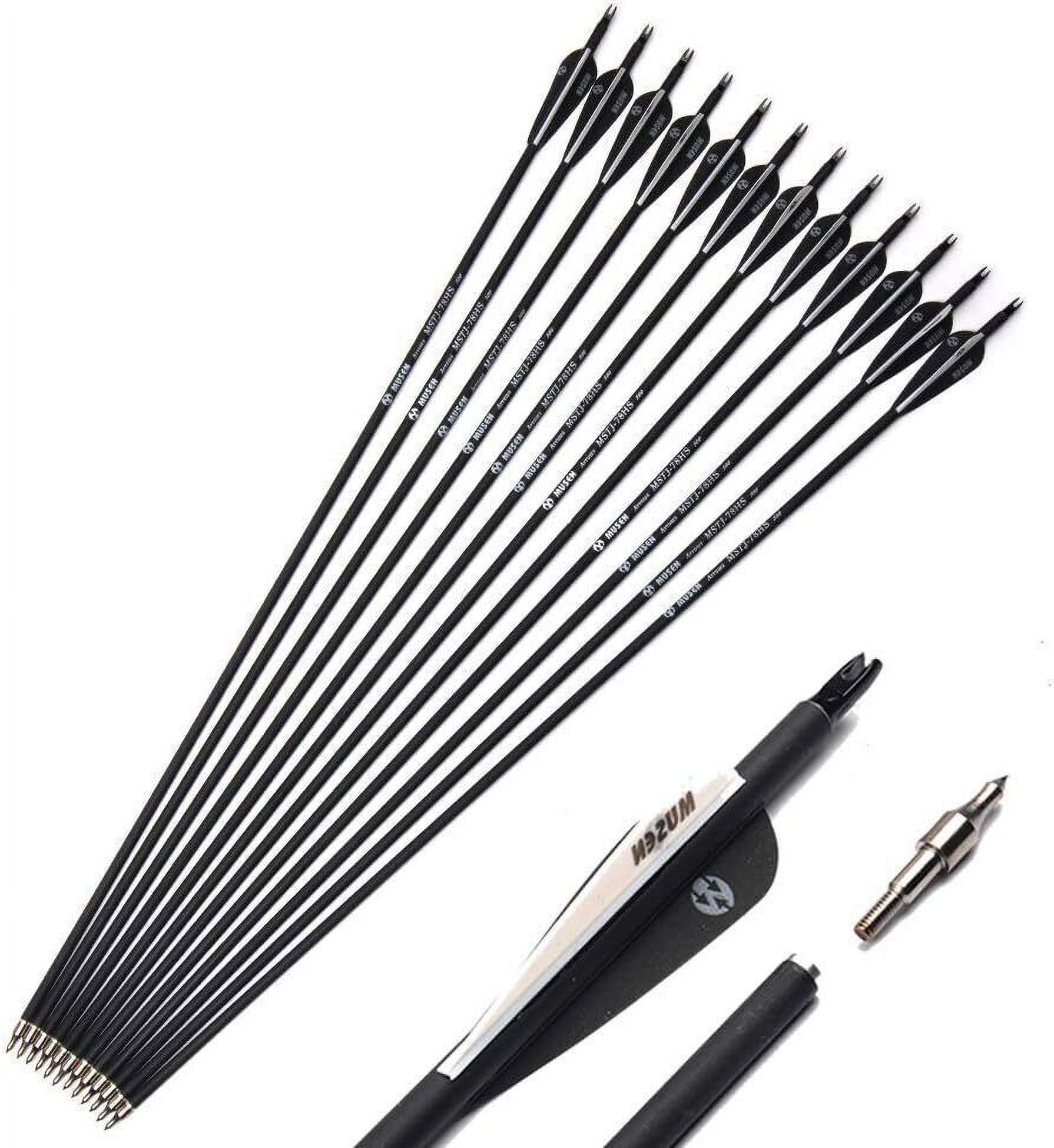 12Pc 32 Inch Carbon Arrows Spine 500 7.8mm Archery For Compound/Recurve ...