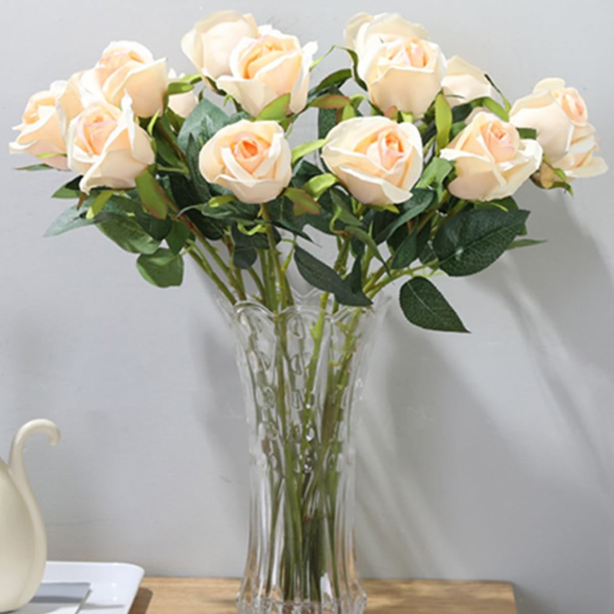 12Pc Artificial Rose Flowers Silk 18.89in for Bridal bouquet Valentine ...