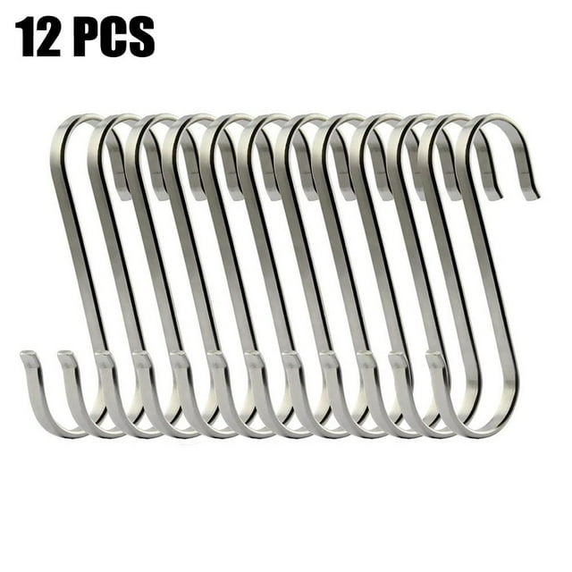12Pc S Hooks Flat Stainless Steel Hanger Kitchen Garden Hanging Utensil ...