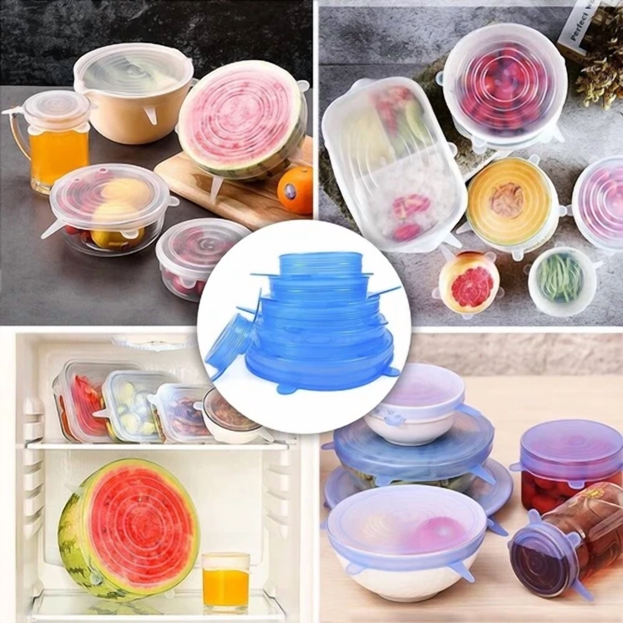 12Pc Silicone Stretch Lids Reusable Durable Food Storage For Bowls ...