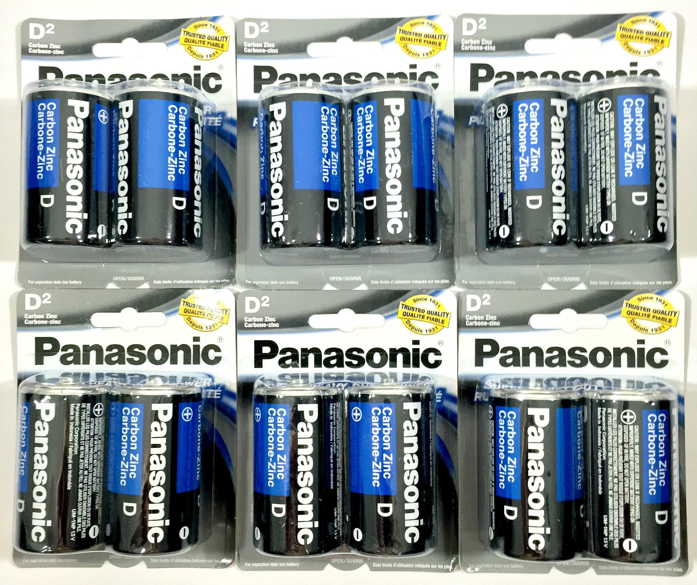12Pc Size D Panasonic Batteries Super Heavy Duty Power Zinc Carbon ...