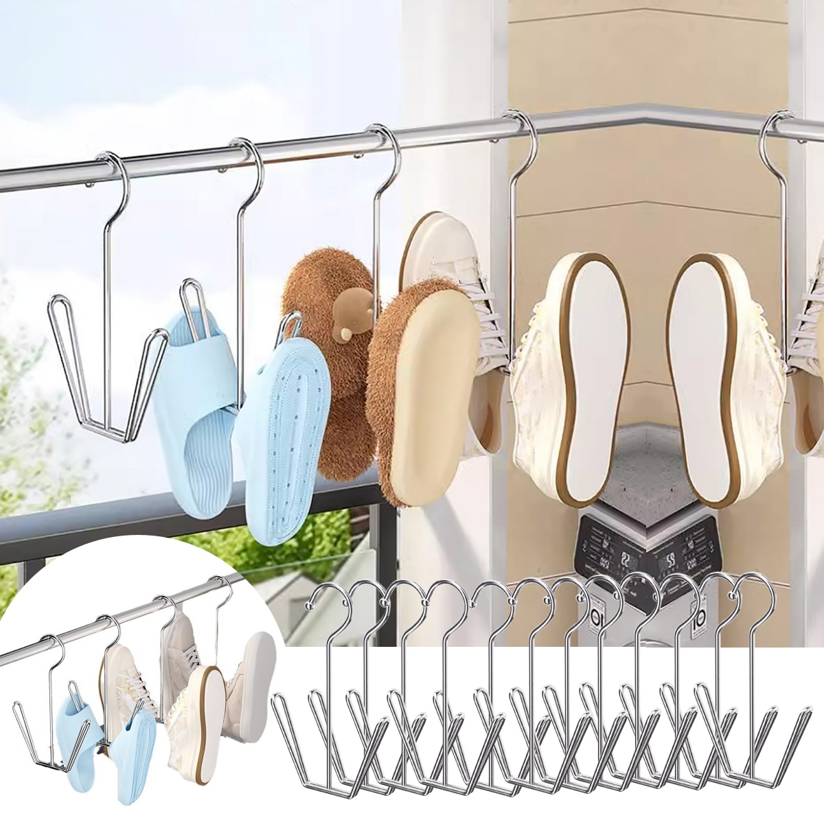 12Pc Stainless Steel U-Shaped Shoes Drying Rack,Stainless Steel Shoes ...