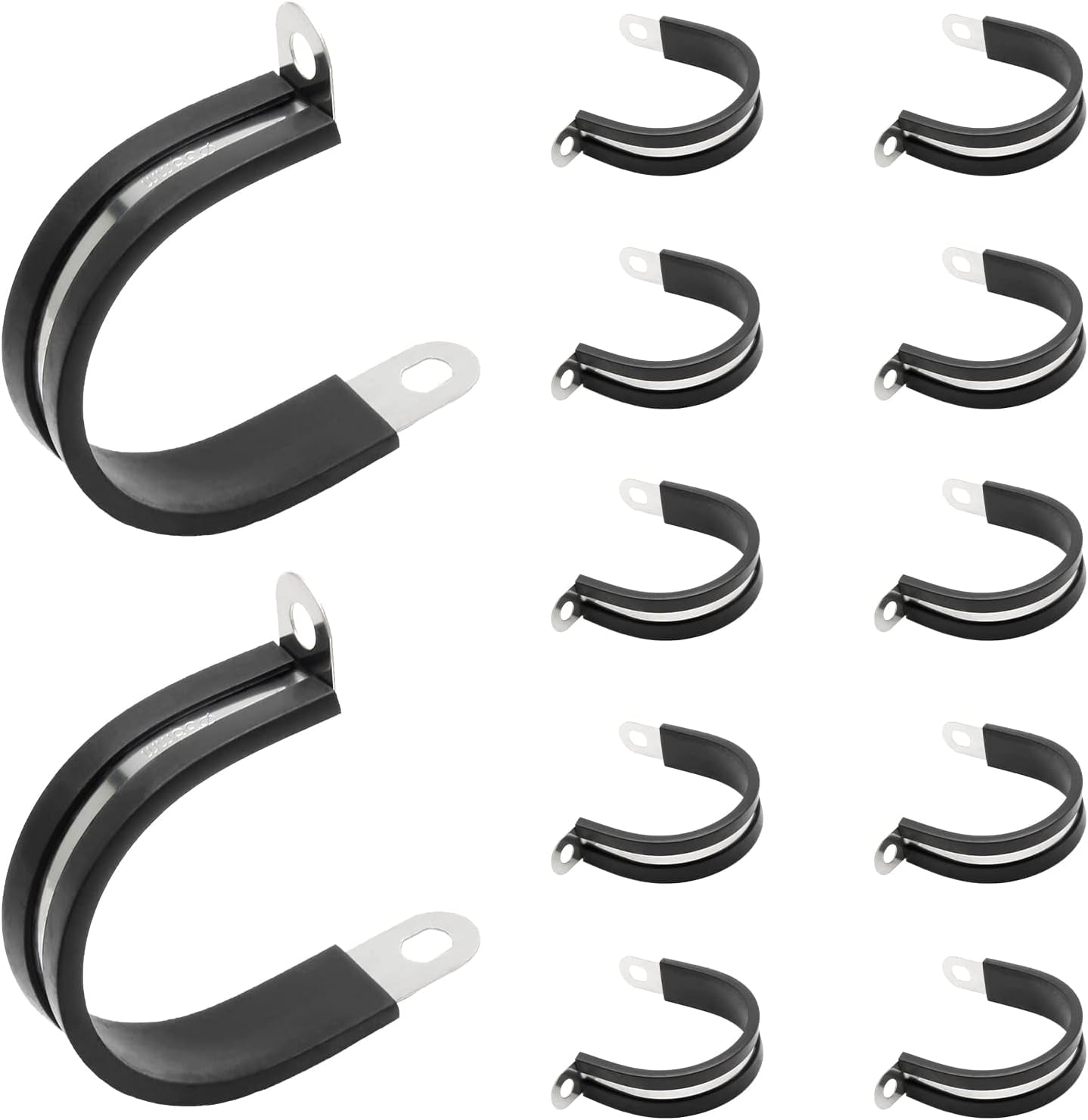 12Pcs 1-1/2 Inch Cable Clamps Stainless Steel Loop Clamps, Rubber ...