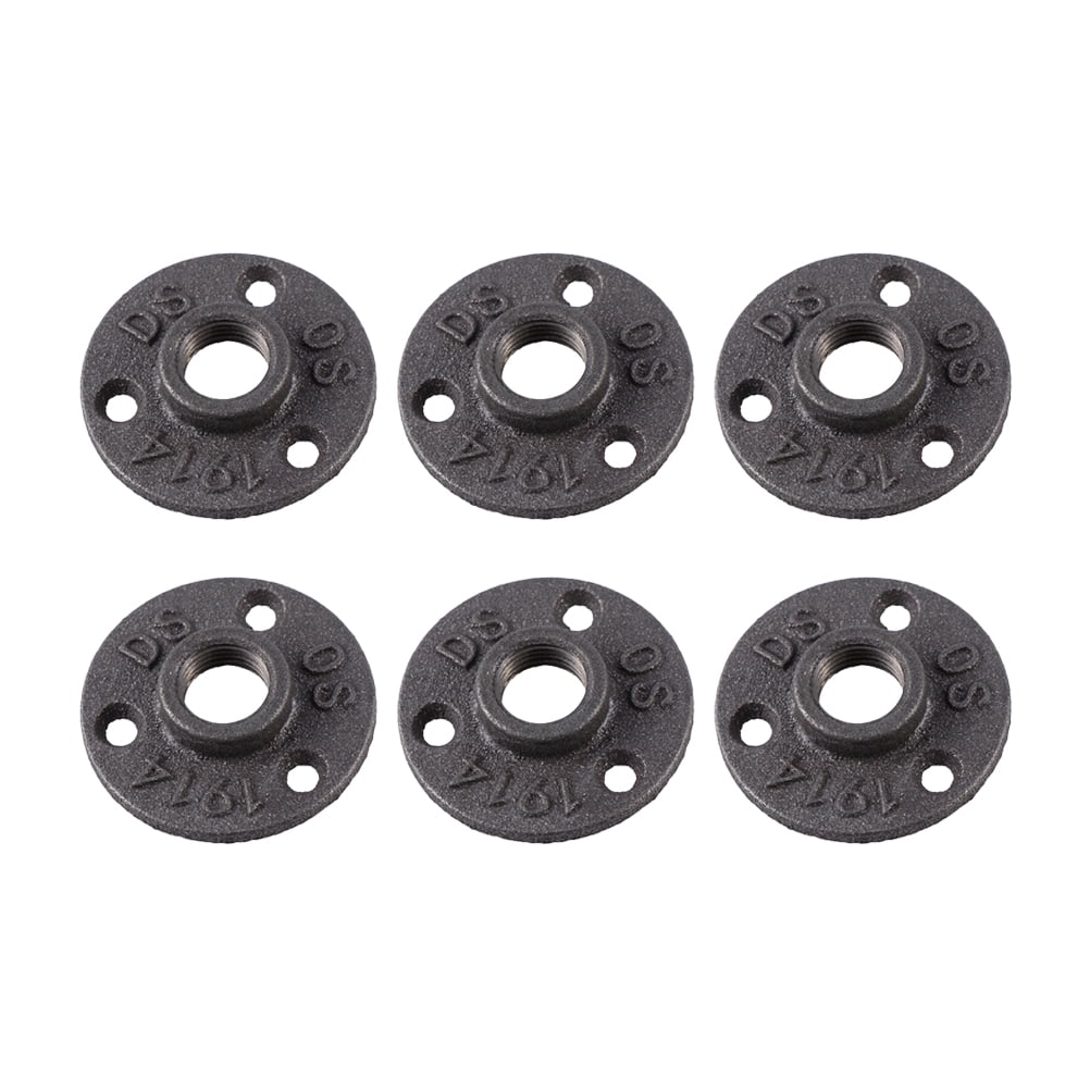 12Pcs 1/2" Black Malleable Cast Iron Pipe Fittings Floor Flange Antique ...