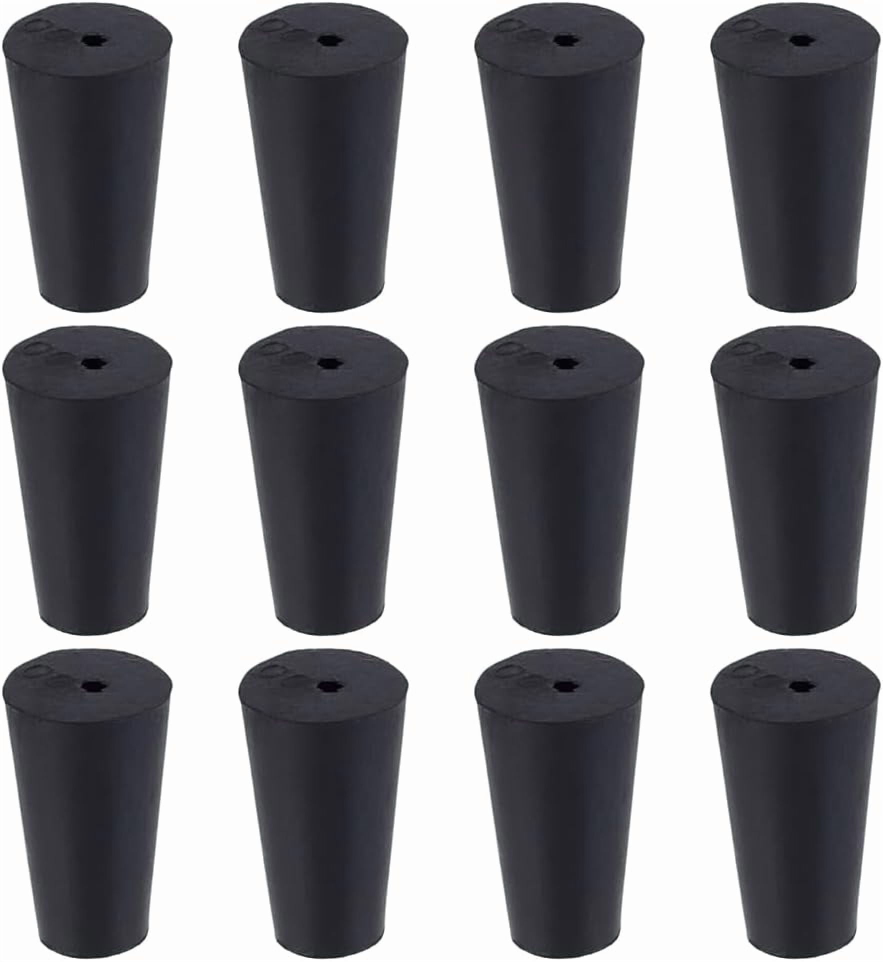 12Pcs 1-Hole Rubber Stoppers Black Seal Tube Stopper Plug with 3mm Hole ...
