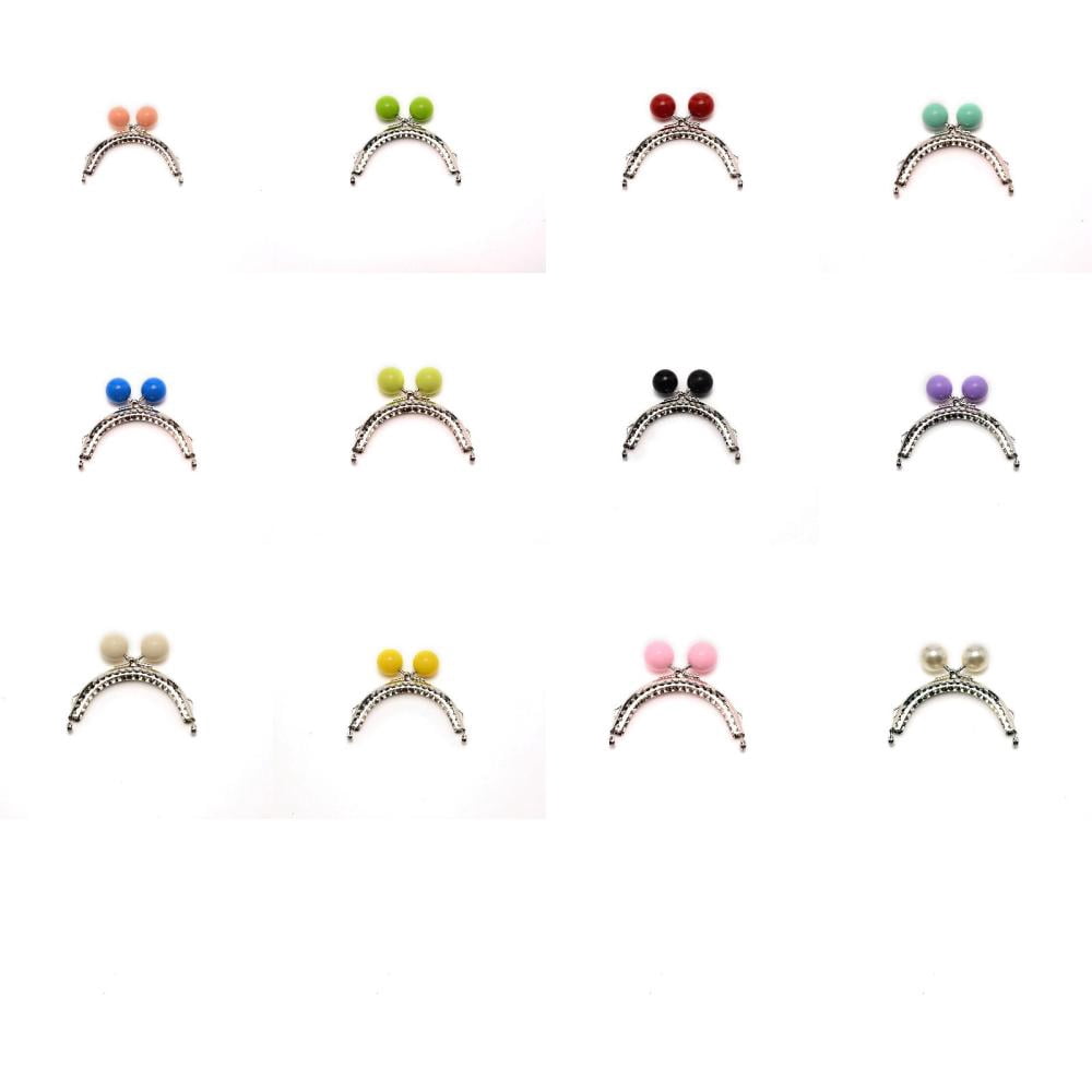 12Pcs 12 Colors Iron Purse Frame Handle with Plastic Beads for Bag ...