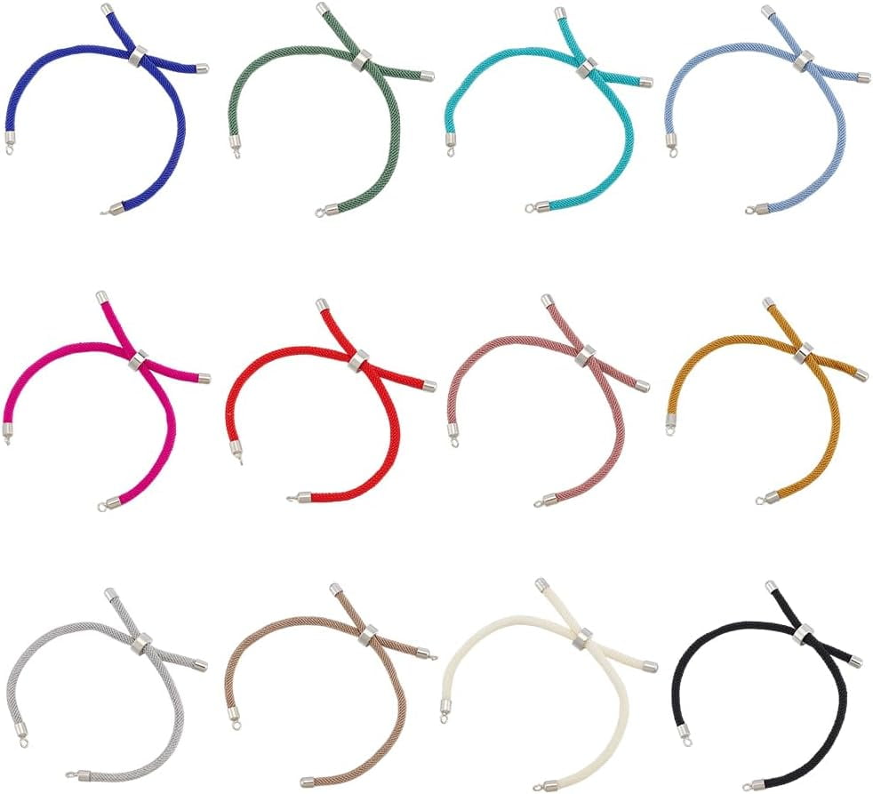 12Pcs 12 Colors Nylon Twist Cord Bracelet Making Sets 9 inch(22.8cm ...