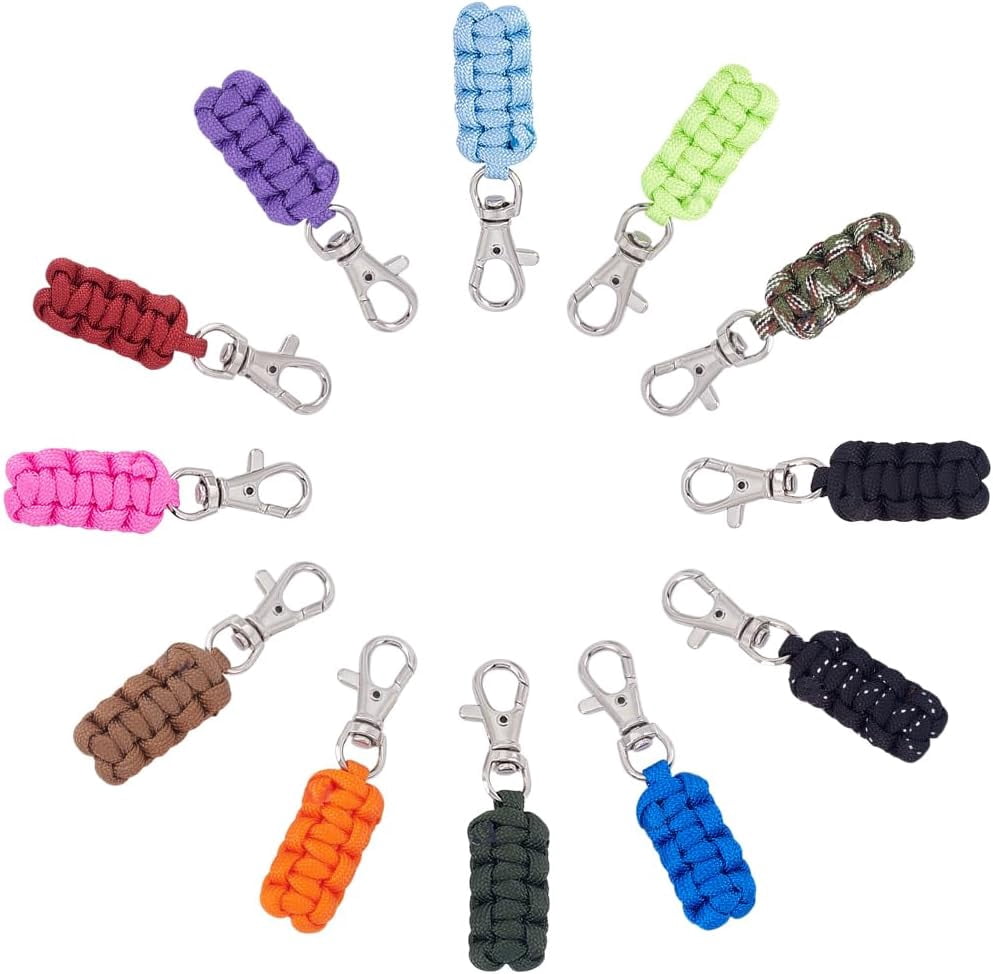 12Pcs 12 Colors Polyester Zipper Puller for Backpacks Tents Trolley ...