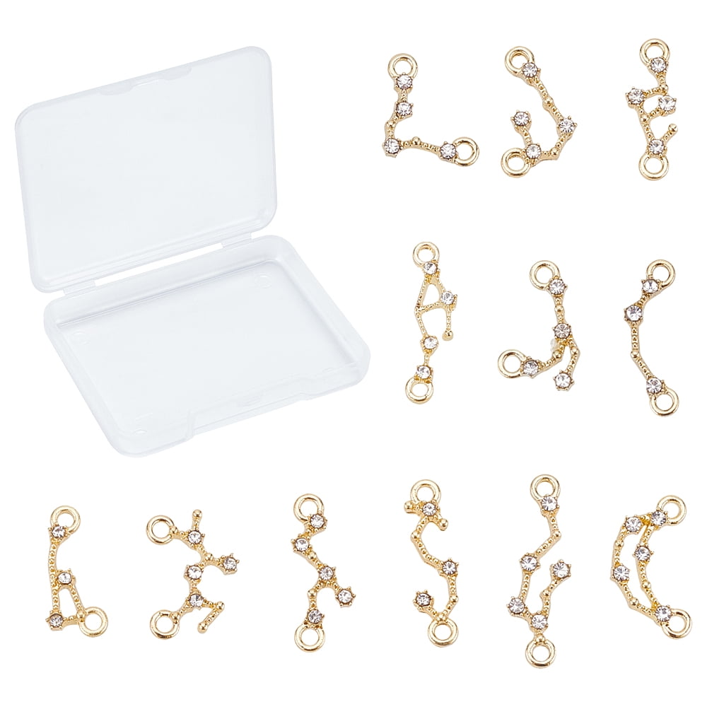 12Pcs 12 Style Golden Plated Alloy Pendans with Rhinestone ...
