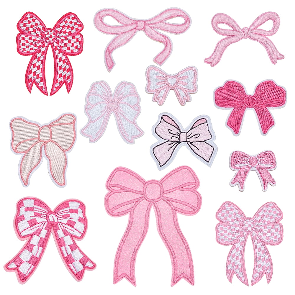 12Pcs 12 Styles Bowknot Polyester Embroider Thread Iron on/Sew On ...