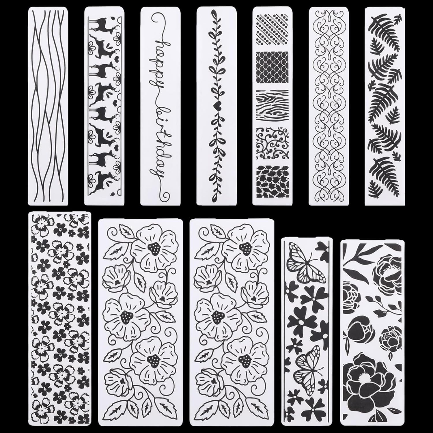 12Pcs 12 Styles Flower Embossing Folders Leaf Embossing Stencils ...
