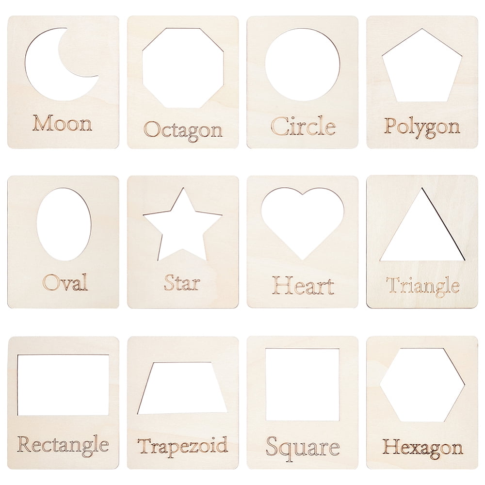 12Pcs 12 Styles Geometric Stencils Template Set Wood Simple Drawing ...
