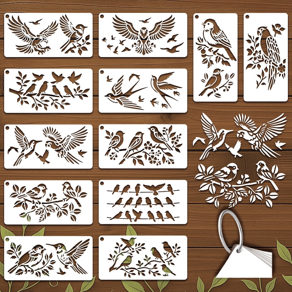 12Pcs 12 Styles PET Hollow Out Drawing Painting Stencils for DIY ...