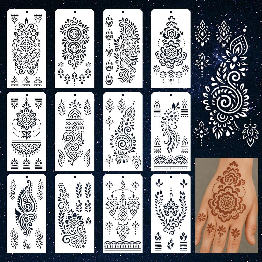 12Pcs 12 Styles PET Hollow Out Drawing Painting Stencils for DIY ...