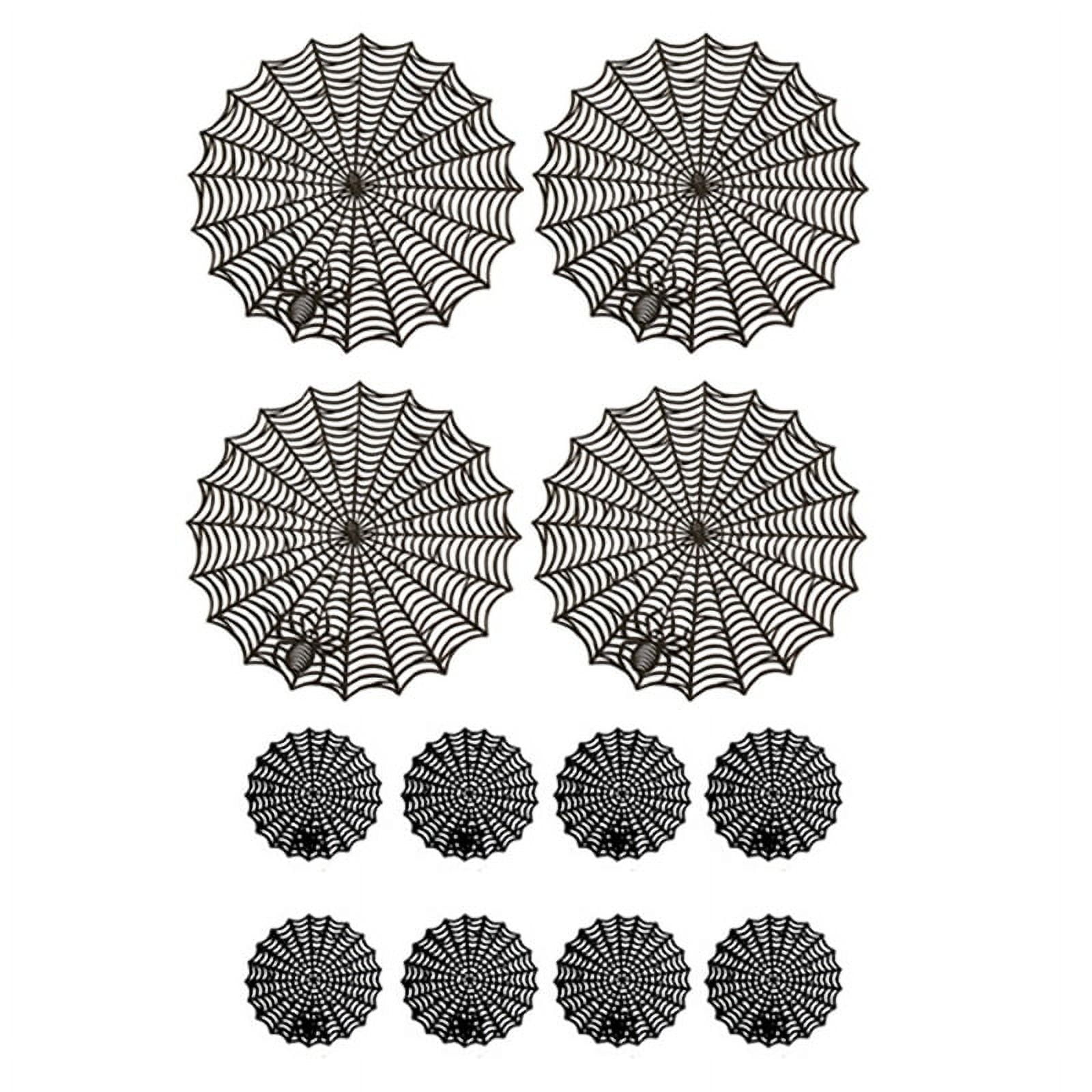 12Pcs 15inch Halloween Spider Web Placemats 3.94inch Cup Mat Halloween ...