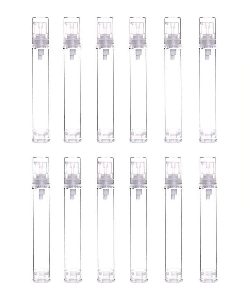 12Pcs 15ml/0.5oz Airless Pump Bottle Portable Empty Refillable Clear ...