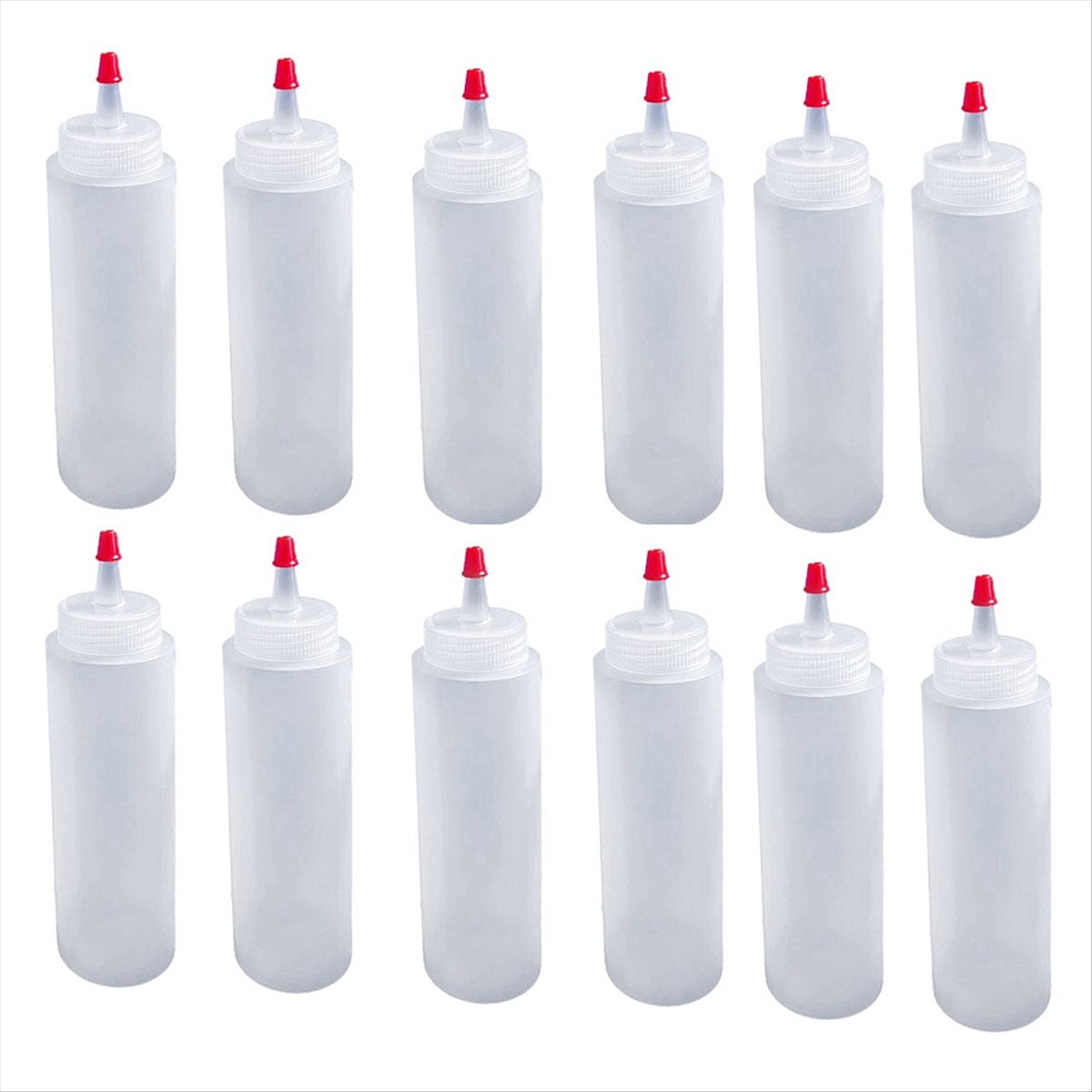 12Pcs 16 Ounce Plastic Squeeze Condiment Bottles with Red Tip Cap ...