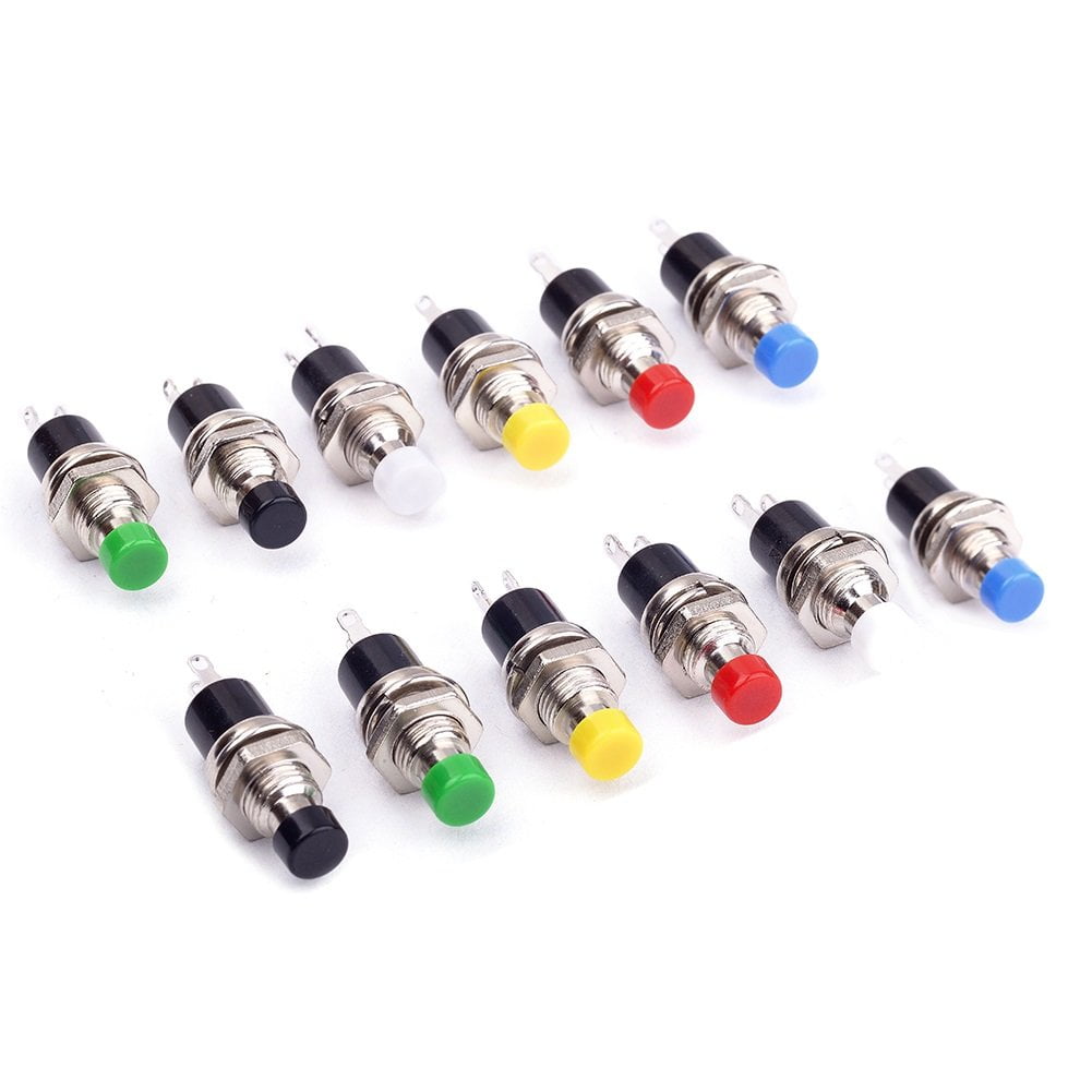 12Pcs 1A 250V AC 2 Pins SPST Momentary Mini Push Button Switch - Normal ...