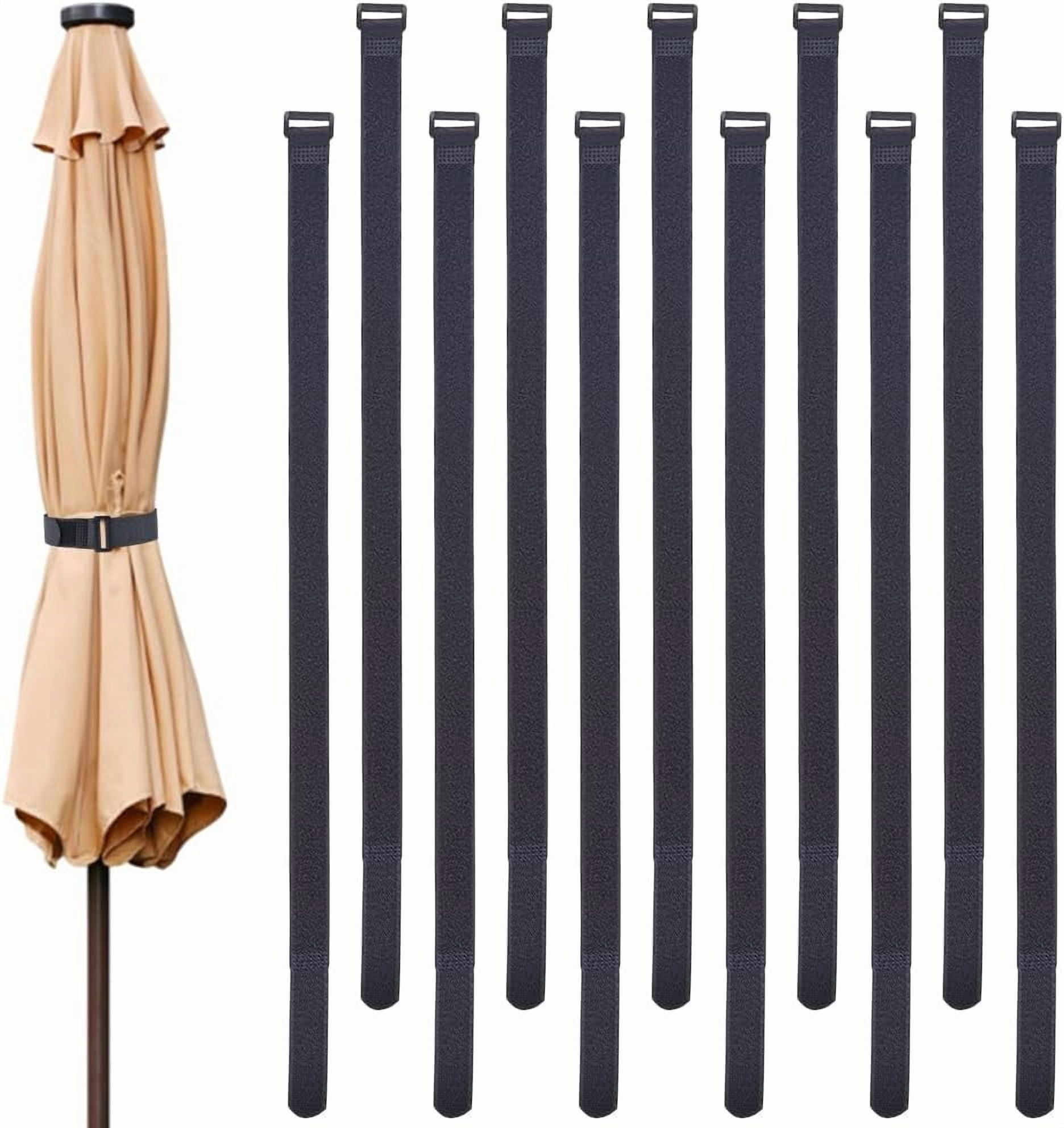12Pcs 1M Patio Umbrella Tie Strap Black Reusable Self Adhesive ...