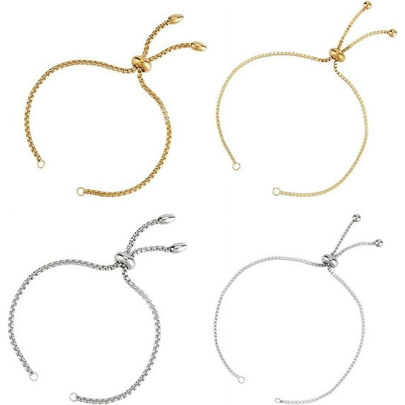 12Pcs 2 Colors 2 Styles Adjustable Stainless Steel Slider Bracelets ...