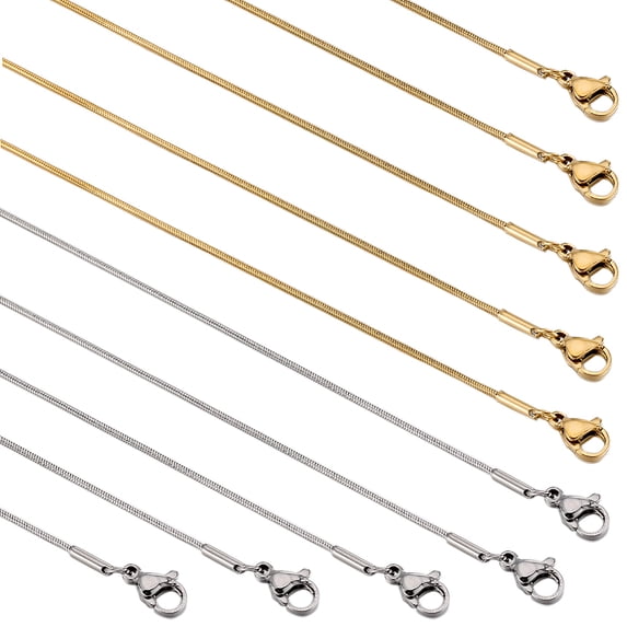 12Pcs 2 Colors 304 Stainless Steel Round Snake Chain Necklaces Set for ...