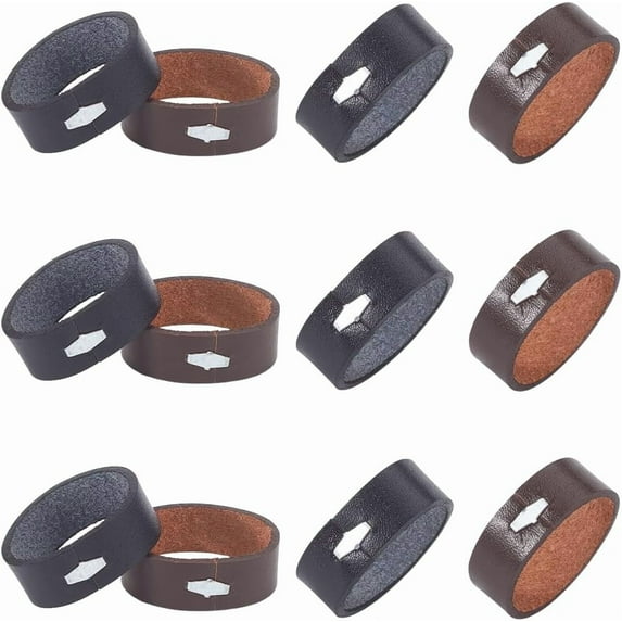 12Pcs 2 Colors Cowhide Belt Loop Keeper Black Brown Leather Belt End Holder Stays Retainer Tool ...