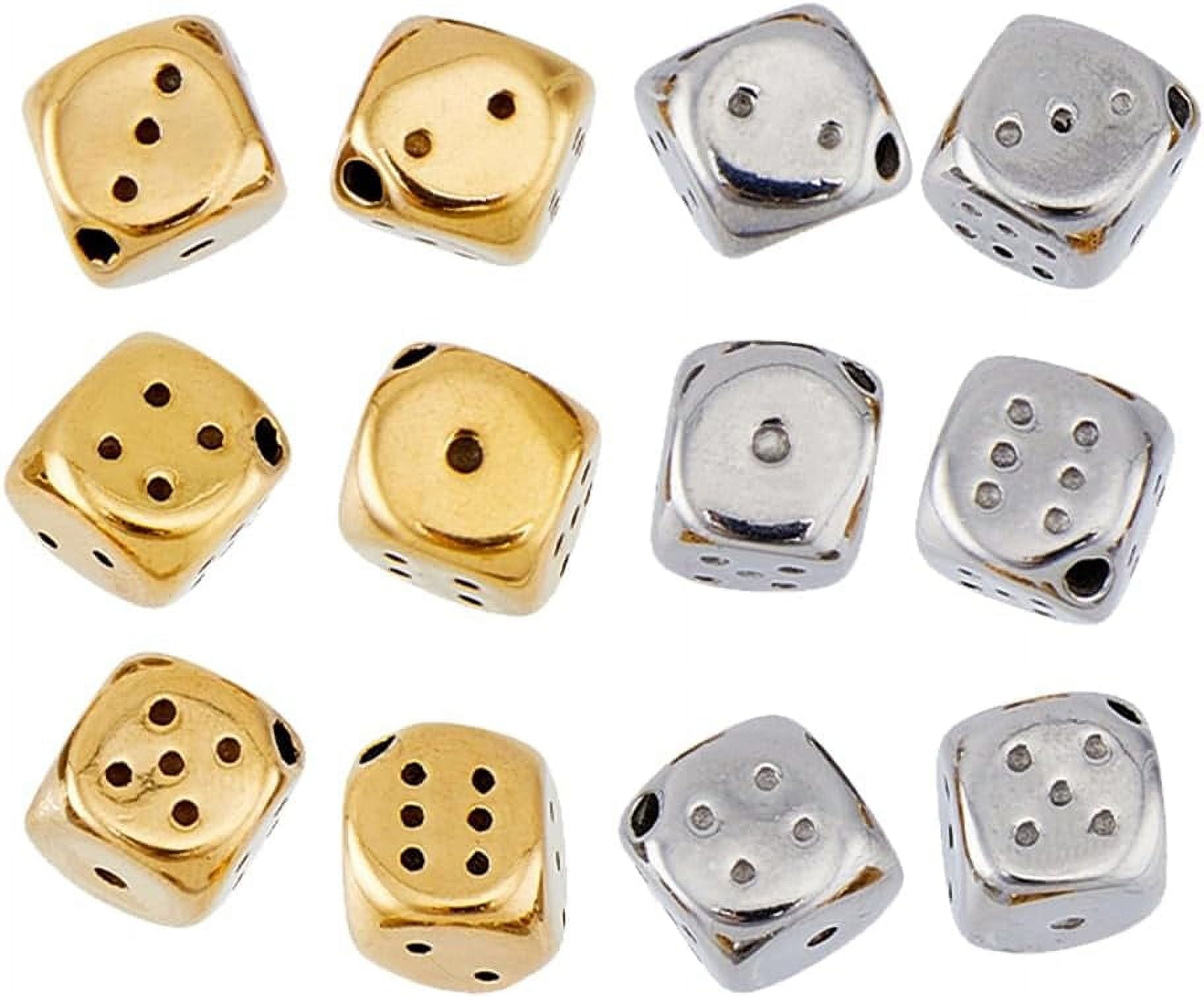 12Pcs 2 Colors Dice Beads Metal Cube Beads Game-Themed Spacer Beads ...