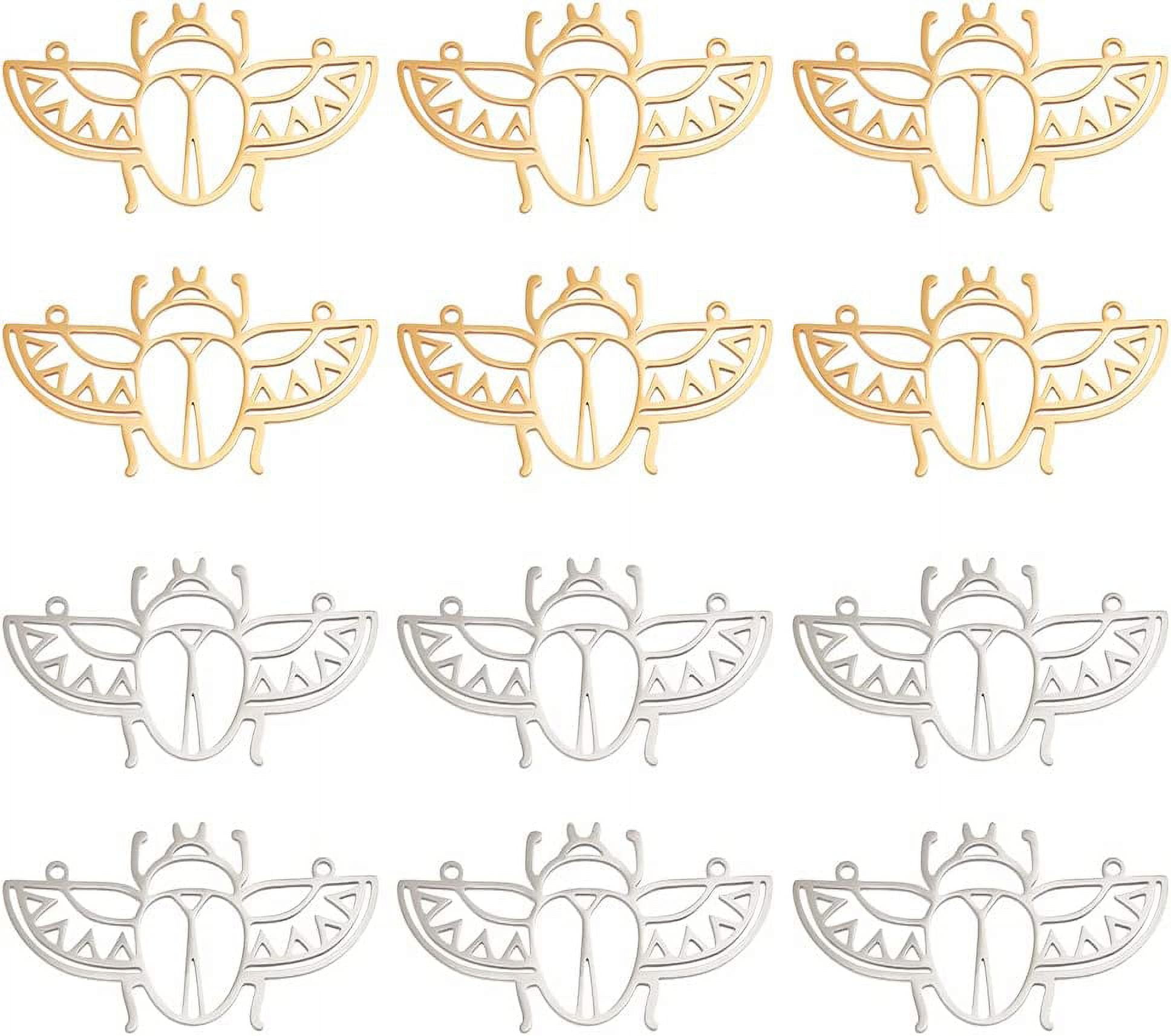 12Pcs 2 Colors Hollow Cicada Charm Golden Insect Bug Charm Fly Insect ...