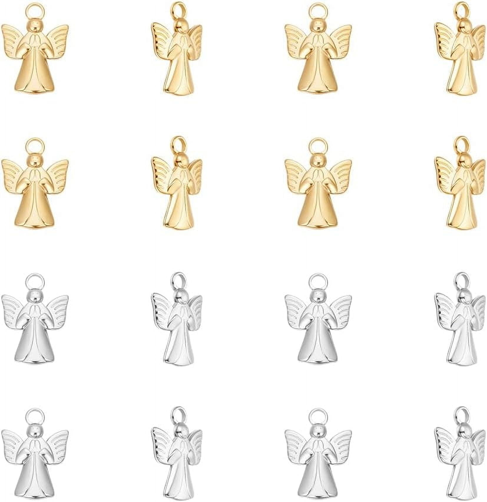 12Pcs 2 Colors Ion Plating 304 Stainless Steel Angel Pendant Golden ...