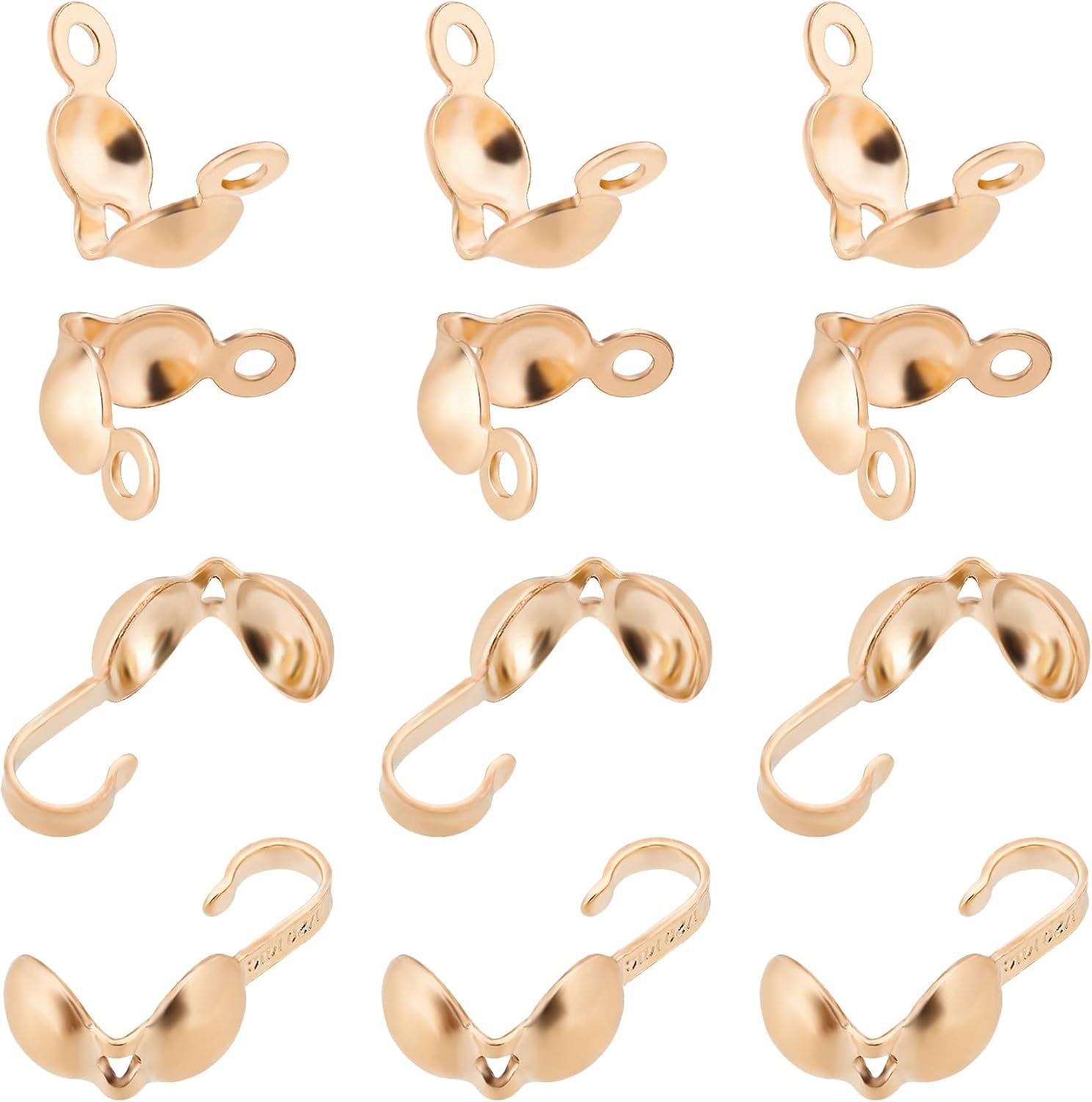 12Pcs 2 Style 14K Gold Filled Crimp Beads Tips Clamshell Knot Covers ...