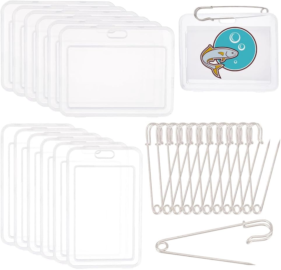 12Pcs 2 Style Fishing Hunting License Holder Clear Plastic ID Card ...