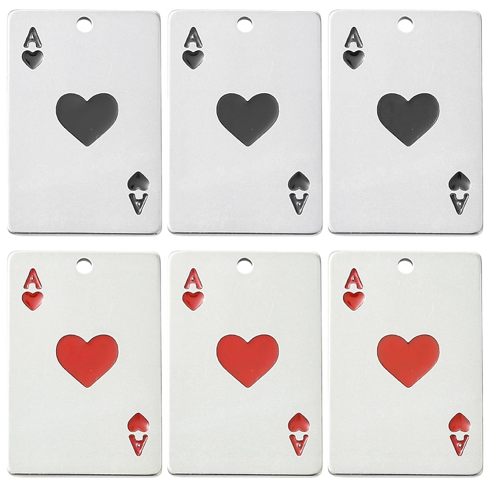 12Pcs 2 Styles 304 Stainless Steel Enamel Pendants Playing Card Mixed ...